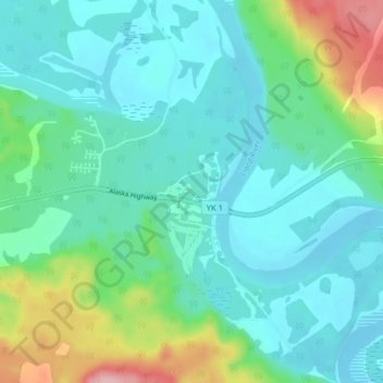 Mapa topográfico Upper Liard Village, altitude, relevo