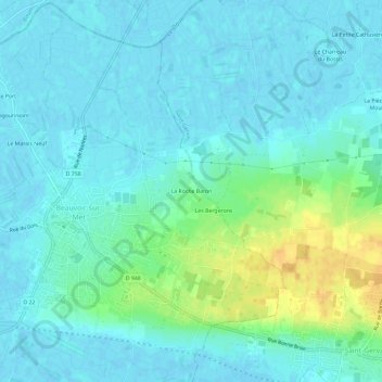 Mapa topográfico La Roche Baron, altitude, relevo