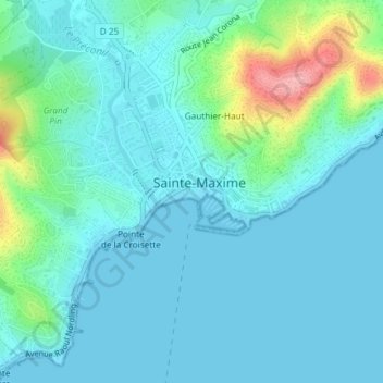 Mapa topográfico Paris Plage, altitude, relevo