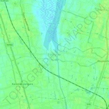 Mapa topográfico Pathiyoor, altitude, relevo