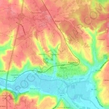 Mapa topográfico Vale Verde, altitude, relevo