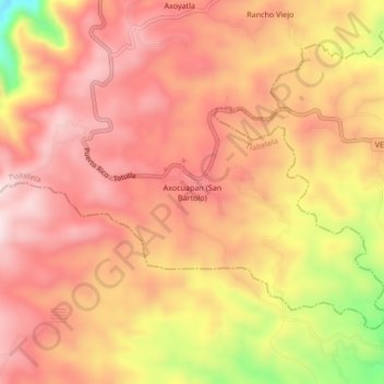 Mapa topográfico Axocuapan (San Bartolo), altitude, relevo