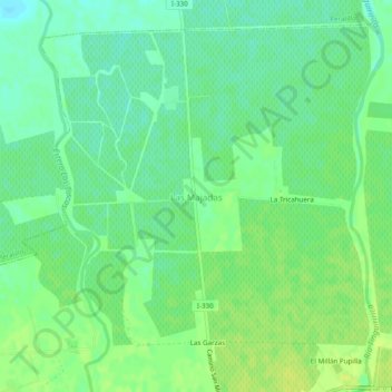 Mapa topográfico Las Majadas, altitude, relevo