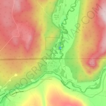 Mapa topográfico Comins Mills, altitude, relevo