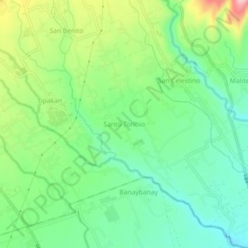 Mapa topográfico Santo Toribio, altitude, relevo