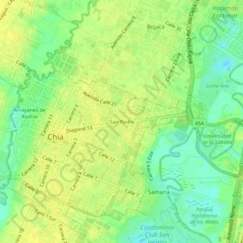 Mapa topográfico San Pedro, altitude, relevo