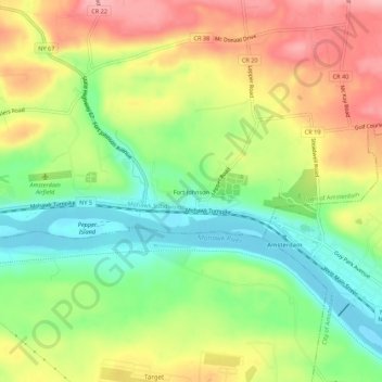 Mapa topográfico Fort Johnson, altitude, relevo