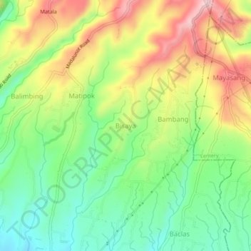 Mapa topográfico Bisaya, altitude, relevo