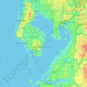 Mapa topográfico Snell Isle, altitude, relevo