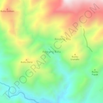 Mapa topográfico Ampang Batu, altitude, relevo