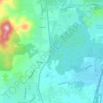 Mapa topográfico Silverthorn, altitude, relevo