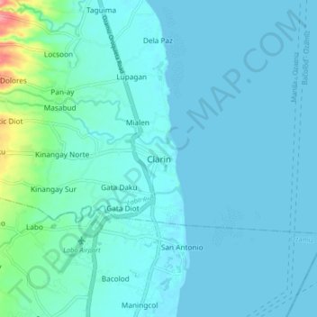 Mapa topográfico Clarin, altitude, relevo