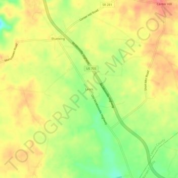Mapa topográfico Leoni, altitude, relevo
