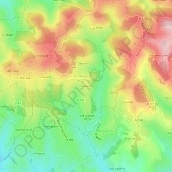 Mapa topográfico La Roche, altitude, relevo