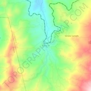 Mapa topográfico Bitaco, altitude, relevo