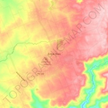 Mapa topográfico Entre Rios, altitude, relevo