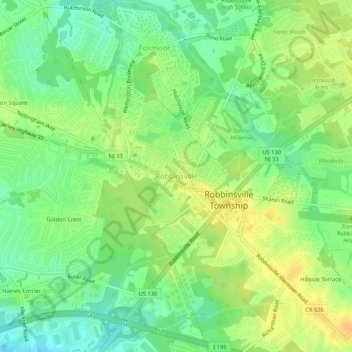Mapa topográfico Robbinsville, altitude, relevo