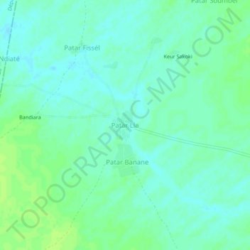 Mapa topográfico Patar Lia, altitude, relevo