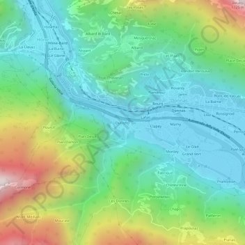 Mapa topográfico Outrefer, altitude, relevo