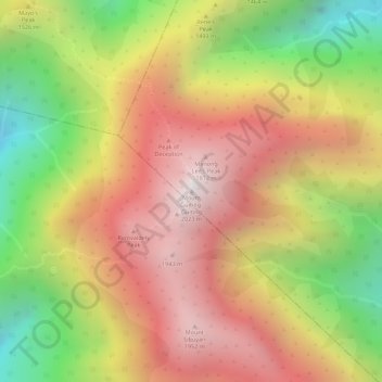 Mapa topográfico Mount Guiting-Guiting, altitude, relevo
