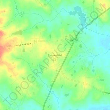 Mapa topográfico Anderson Creek, altitude, relevo
