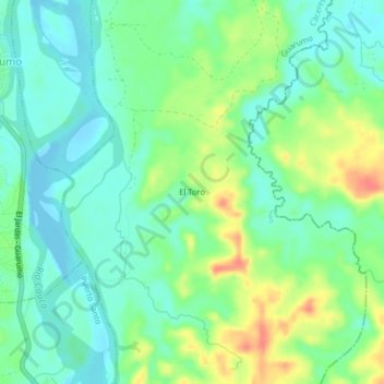 Mapa topográfico El Toro, altitude, relevo