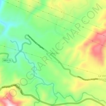 Mapa topográfico El Saucillo, altitude, relevo