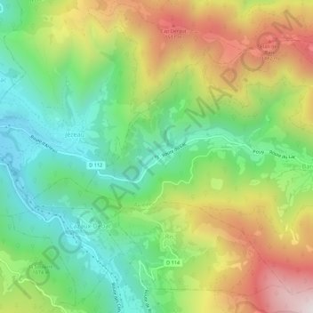 Mapa topográfico Ys, altitude, relevo