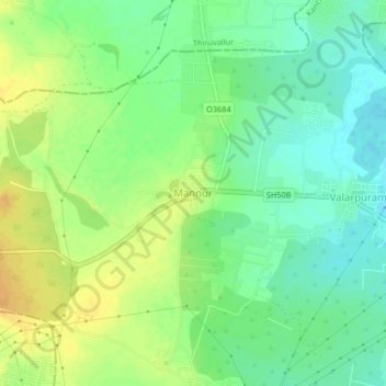 Mapa topográfico Mannur, altitude, relevo