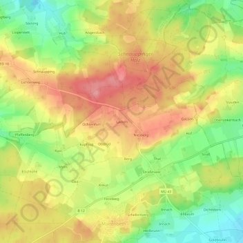 Mapa topográfico Lacken, altitude, relevo