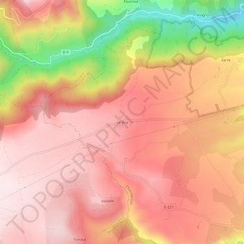 Mapa topográfico Le Bru, altitude, relevo