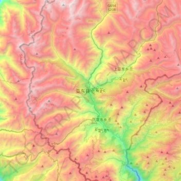 Mapa topográfico Yadong County, altitude, relevo