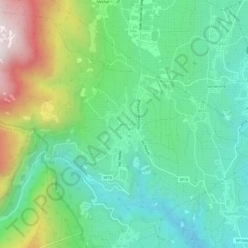 Mapa topográfico Tuenno, altitude, relevo