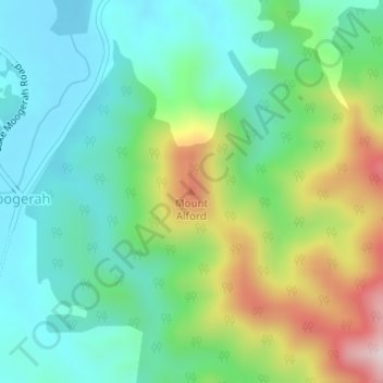 Mapa topográfico Mount Alford, altitude, relevo