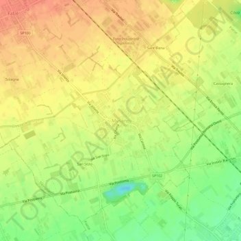Mapa topográfico Musano, altitude, relevo