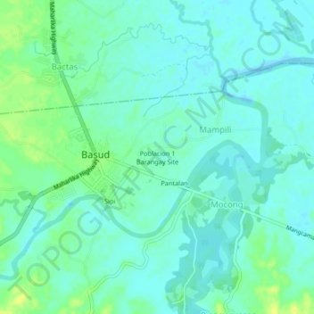 Mapa topográfico Poblacion 1 Barangay Site, altitude, relevo
