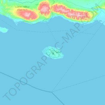 Mapa topográfico Kish Island, altitude, relevo