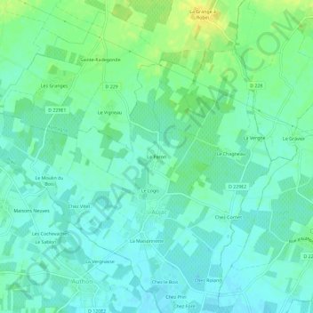 Mapa topográfico Le Peron, altitude, relevo