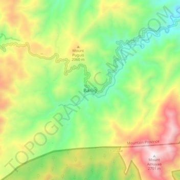 Mapa topográfico Barlig, altitude, relevo