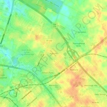Mapa topográfico Radcliffe, altitude, relevo