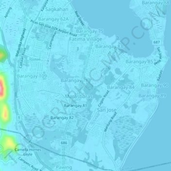 Mapa topográfico Barangay 79, altitude, relevo