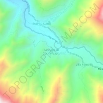 Mapa topográfico Santiago de Cochahuayco, altitude, relevo