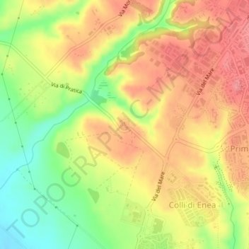 Mapa topográfico Pratica di Mare, altitude, relevo