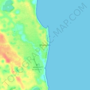 Mapa topográfico Vilanculos, altitude, relevo