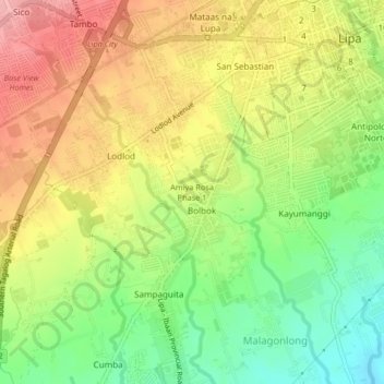 Mapa topográfico Amiya Rosa Phase 1, altitude, relevo