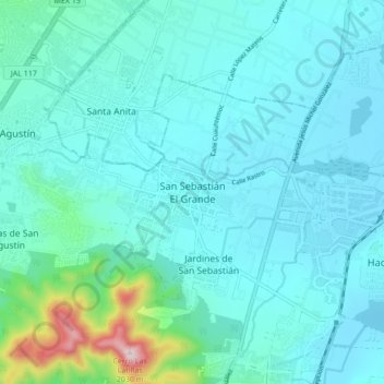 Mapa Topográfico San Sebastián El Grande Altitude Relevo