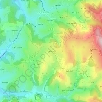 Mapa topográfico La Casse, altitude, relevo