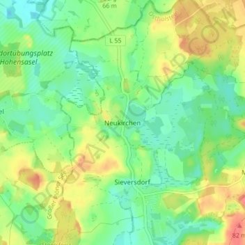 Mapa topográfico Neukirchen, altitude, relevo