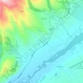 Mapa topográfico All, altitude, relevo
