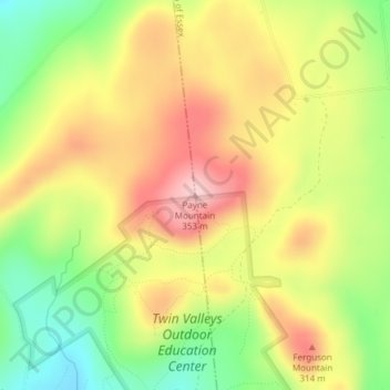 Mapa topográfico Payne Mountain, altitude, relevo